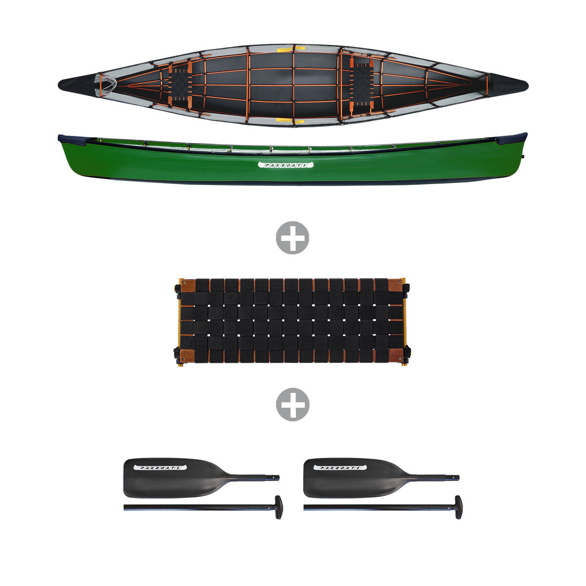 PakCanoe 160 JUBELPAKET grün | Komplett-Set mit Mittelsitz & Paddeln, 1 ...